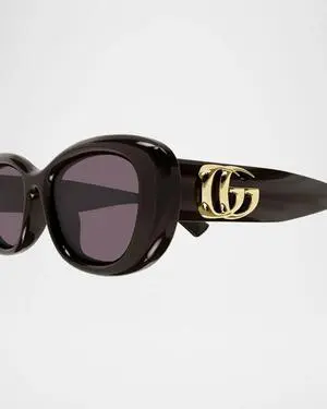 Gucci Gg Logo Oval Sunglasses - Brwpat