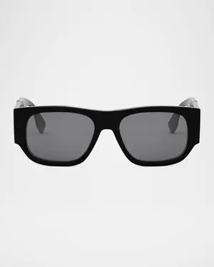 Fendi Diagonal Rectangle Sunglasses - Shiny Blacksmoke