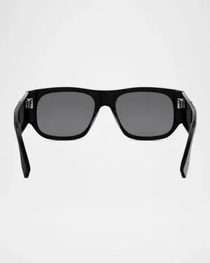 Fendi Diagonal Rectangle Sunglasses - Shiny Blacksmoke