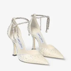 JIMMY CHOO Stevie 100 Crystal-embellished Pumps - Neutral