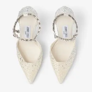 JIMMY CHOO Stevie 100 Crystal-embellished Pumps - Neutral