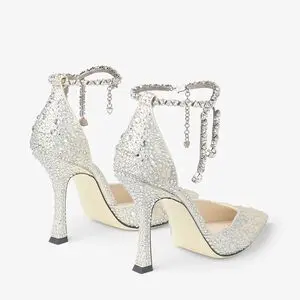 JIMMY CHOO Stevie 100 Crystal-embellished Pumps - Neutral