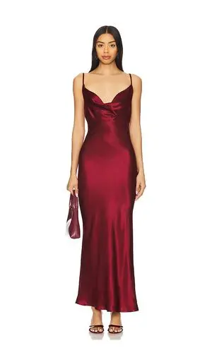 SNDYS. X Skin Satin Dress - Burgundy