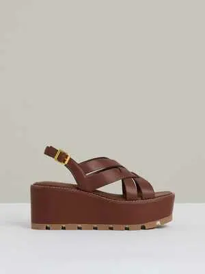 REISS Naomi Leather Platform Sandals