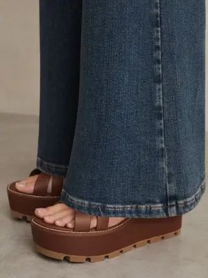 REISS Naomi Leather Platform Sandals