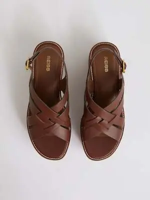 REISS Naomi Leather Platform Sandals