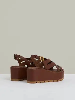 REISS Naomi Leather Platform Sandals