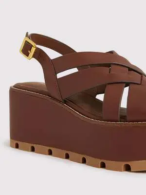 REISS Naomi Leather Platform Sandals
