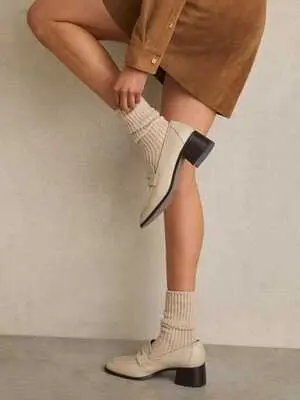 REISS Heidi Leather Block-heel Loafers