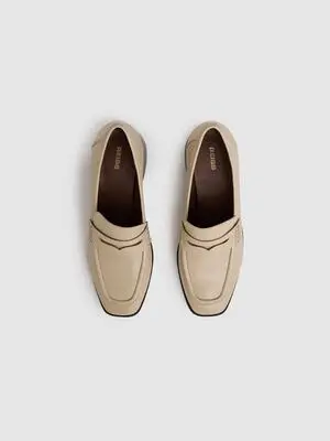 REISS Heidi Leather Block-heel Loafers