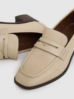 REISS Heidi Leather Block-heel Loafers