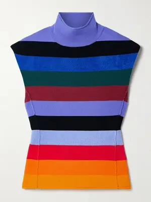 Christopher John Rogers Striped Wool-blend Turtleneck Tank