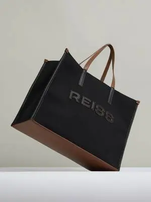 REISS Canvas Logo Tote Bag - Black