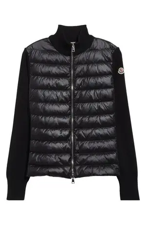 Moncler Wool Knit & Down Cardigan - Black