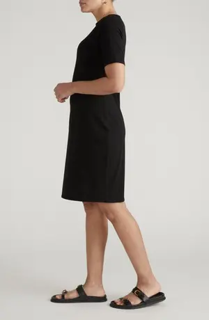 Universal Standard Belle Breton Stripe Cotton Jersey Dress - Solid Black