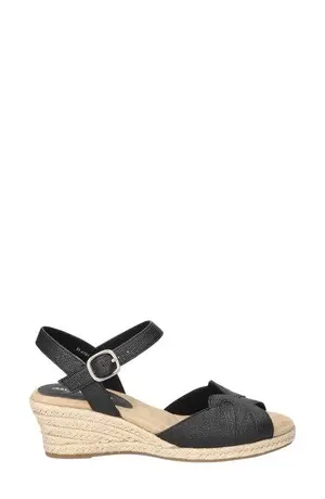 EASY WORKS BY EASY STREET Miramar Ankle Strap Wedge Sandal - Black