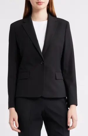 Theory Slim Fit Stretch Wool Blazer - Black