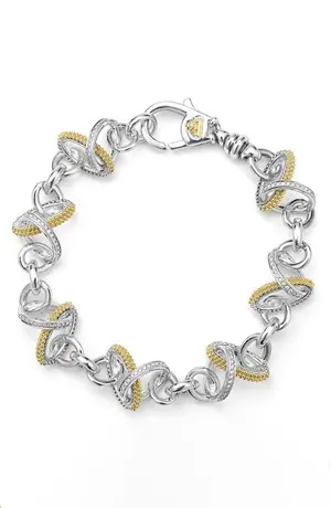 Lagos Caviar Lux Diamond Link Bracelet - Two-tone