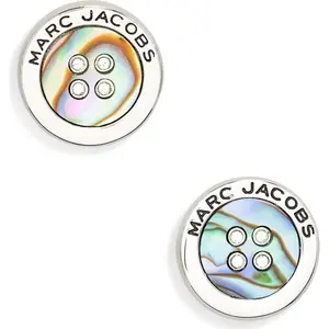 Marc Jacobs Marc Jacobs Button Crystal Embellished Stud Earrings Silver/abalone