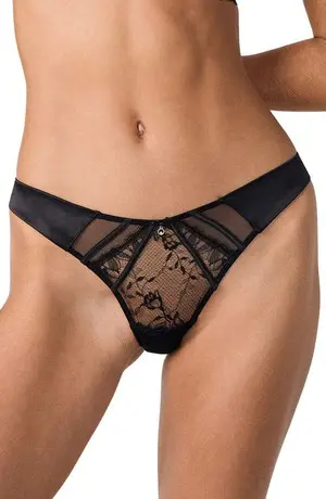 ETAM Mascarade Tulle & Satin Thong - Black