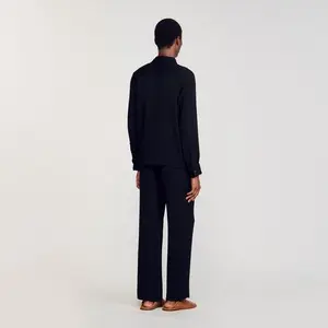 Sandro Pleated Shirt - Black