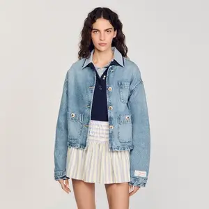 Sandro Faded Denim Jacket - Blue Jean