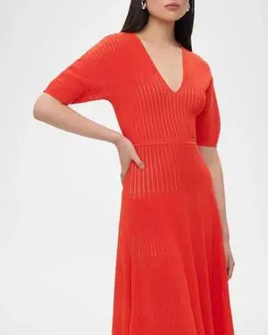 Herve Leger Lyla Dolman-sleeve Rib Midi Dress - Cardinal