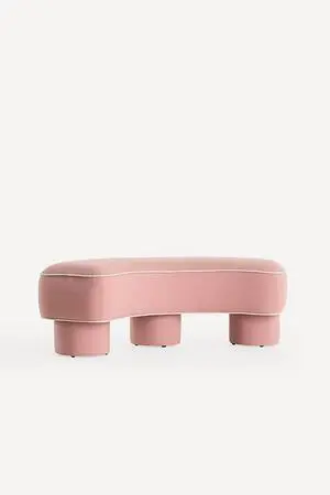 Anthropologie Modella Performance Linen Curved Bench - Pink