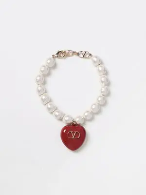 Valentino Garavani Pearl And Heart Charm Bracelet - Gold