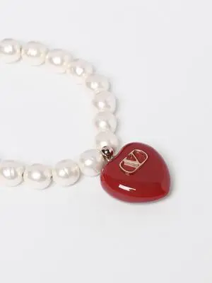 Valentino Garavani Pearl And Heart Charm Bracelet - Gold