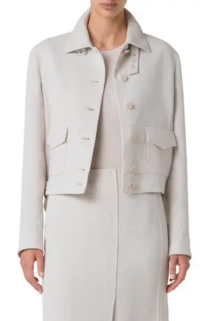 Akris Peer Crop Linen-blend Jacket