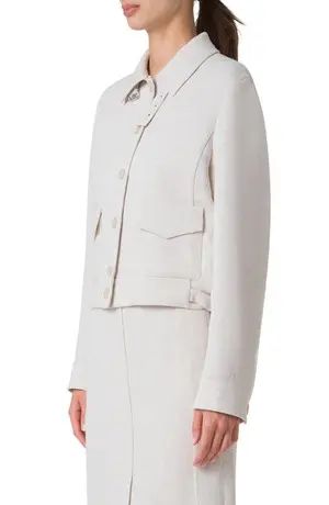 Akris Peer Crop Linen-blend Jacket