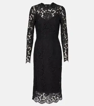 Dolce & Gabbana Lace Midi Dress - Black