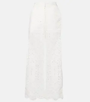 Veronica Beard Kemper Embroidered Wide-leg Pants