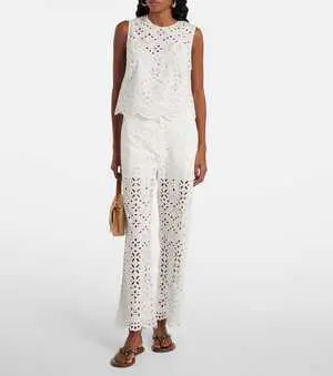 Veronica Beard Kemper Embroidered Wide-leg Pants