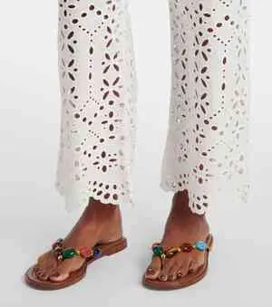 Veronica Beard Kemper Embroidered Wide-leg Pants