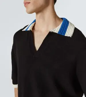 Commas Crochet Cotton-blend Polo Shirt - Black