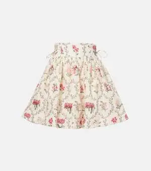 Agua Bendita Floral Linen Mini Skirt