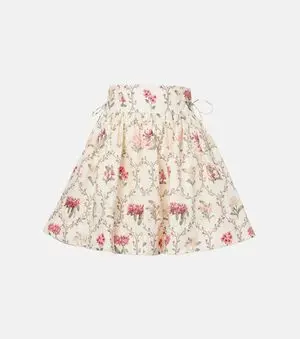 Agua Bendita Floral Linen Miniskirt - Multicoloured