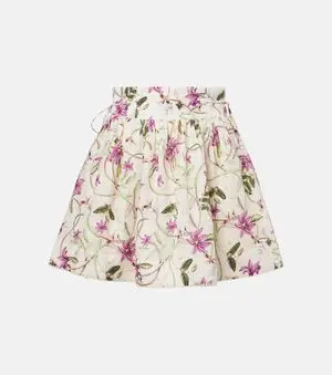 Agua Bendita Floral Linen Miniskirt - Multicoloured