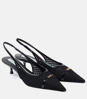 Victoria Beckham Leather-trimmed Mesh Slingback Pumps