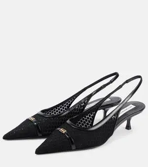 Victoria Beckham Leather-trimmed Mesh Slingback Pumps