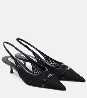 Victoria Beckham Leather-trimmed Mesh Slingback Pumps - Black