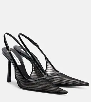 Victoria Beckham Leather-trimmed Mesh Slingback Pumps - Black