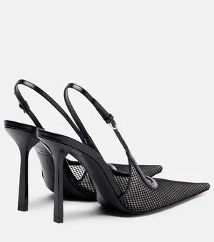 Victoria Beckham Leather-trimmed Mesh Slingback Pumps