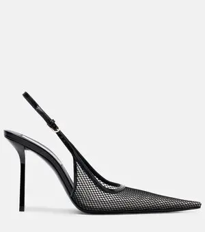 Victoria Beckham Leather-trimmed Mesh Slingback Pumps