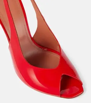 Amina Muaddi Kristina 105 Patent Leather Peep-toe Pumps - Red