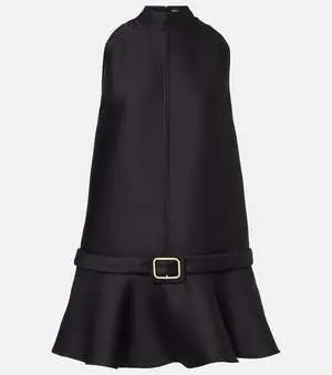 TOM FORD Belted Wool And Silk Crêpe Minidress - Black