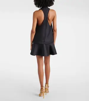 TOM FORD Belted Wool And Silk Crêpe Minidress - Black