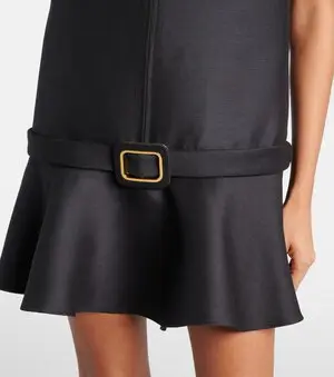 TOM FORD Belted Wool And Silk Crêpe Minidress - Black
